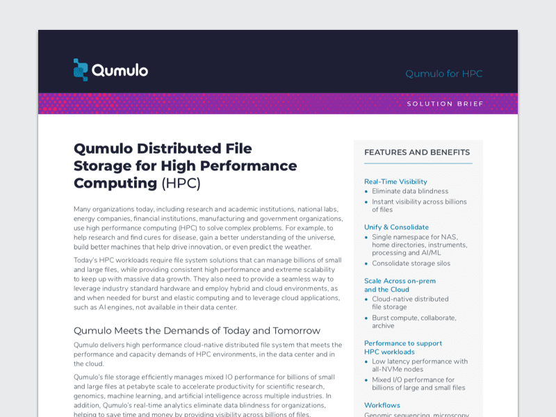 Qumulo For High Performance Computing Hpc Qumulo