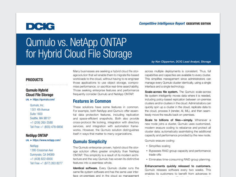 Qumulo vs NetApp, informe de análisis competitivo - Qumulo